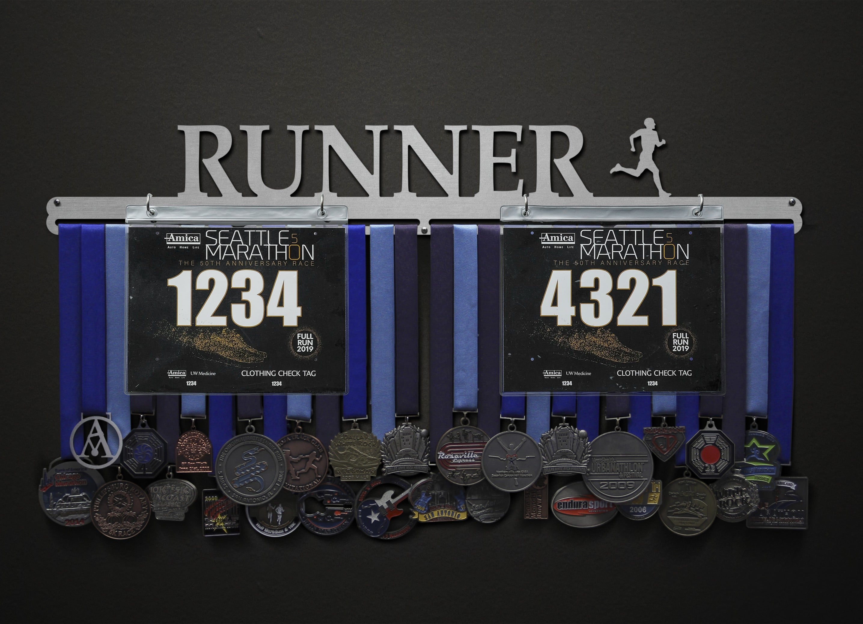 Runner Bib and Medal Display - Male | Sport & Running Medal Displays ...