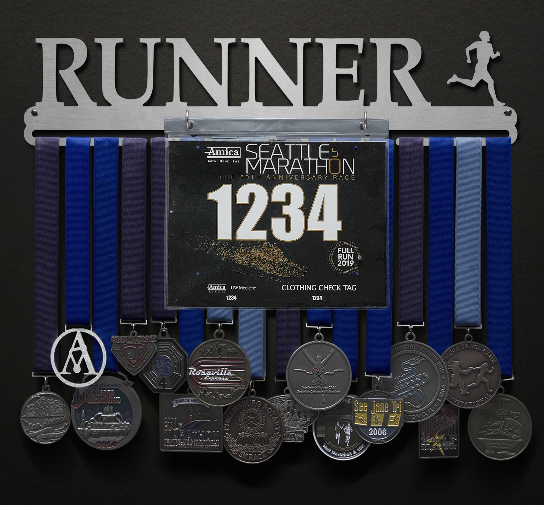 Runner Bib and Medal Display - Male | Sport & Running Medal Displays ...
